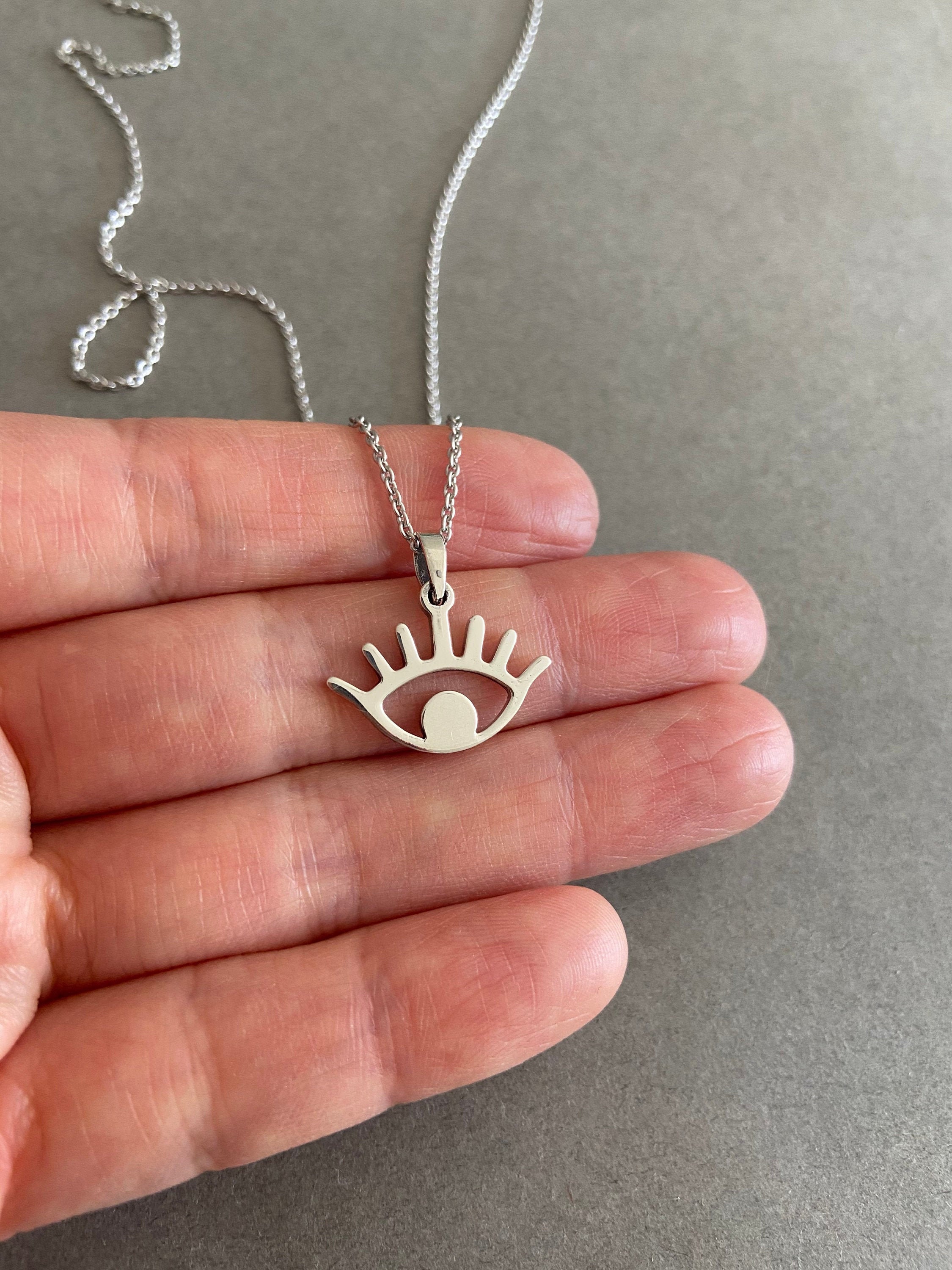 Silver Eye Necklace - Sterling Silver - Etsy UK