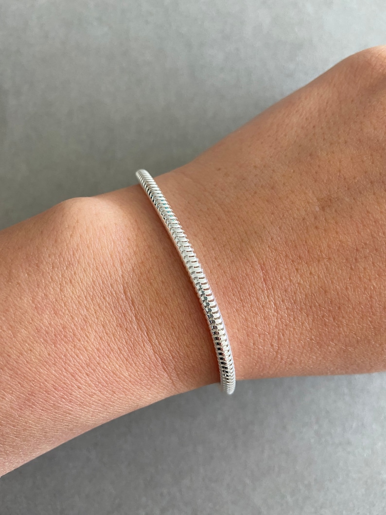 Sterling Silver Thick Snake Chain Bracelet - Sterling Silver - Etsy