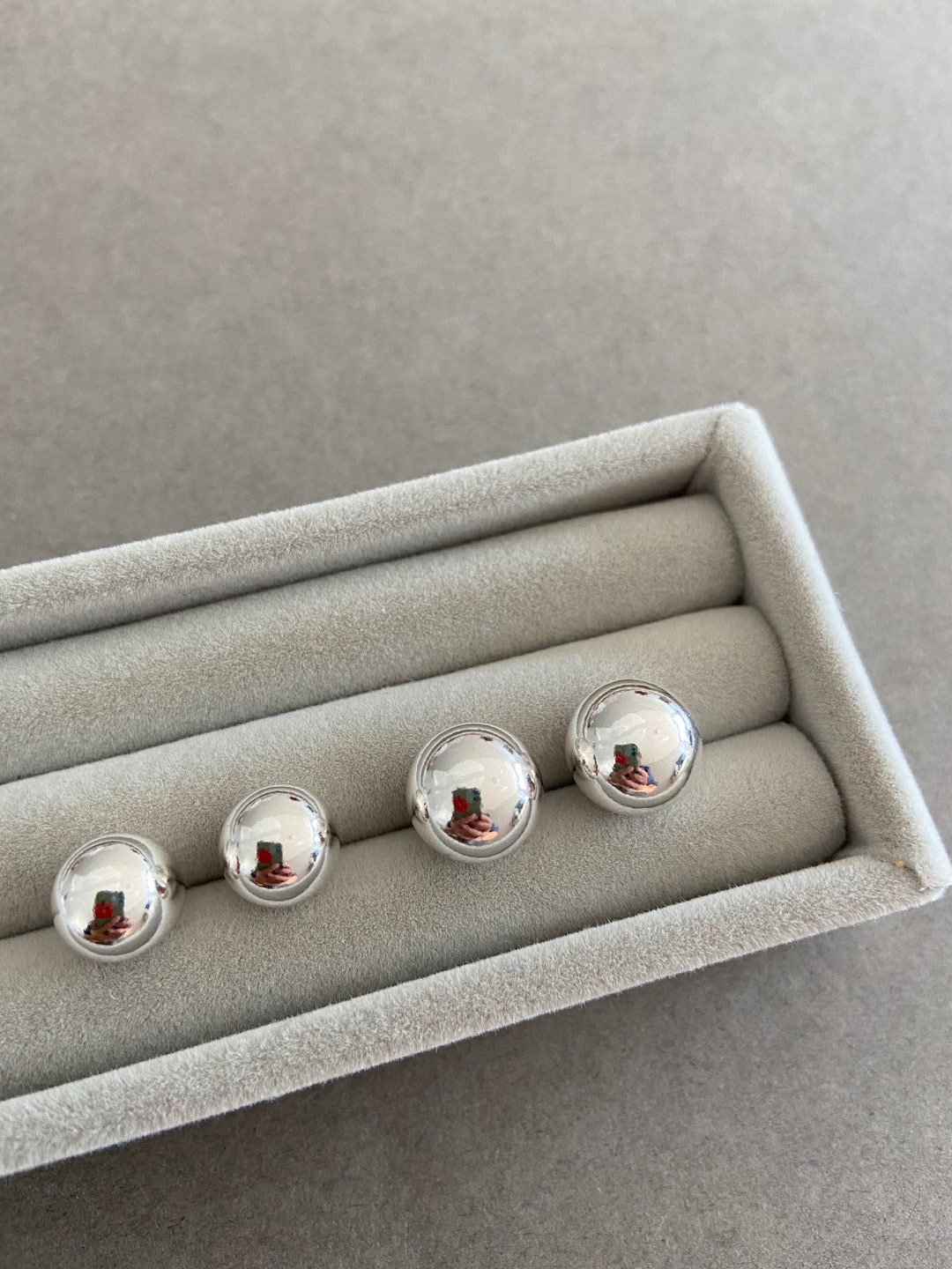 Sterling Silver Big Ball Stud Earrings - Sterling Silver - Etsy