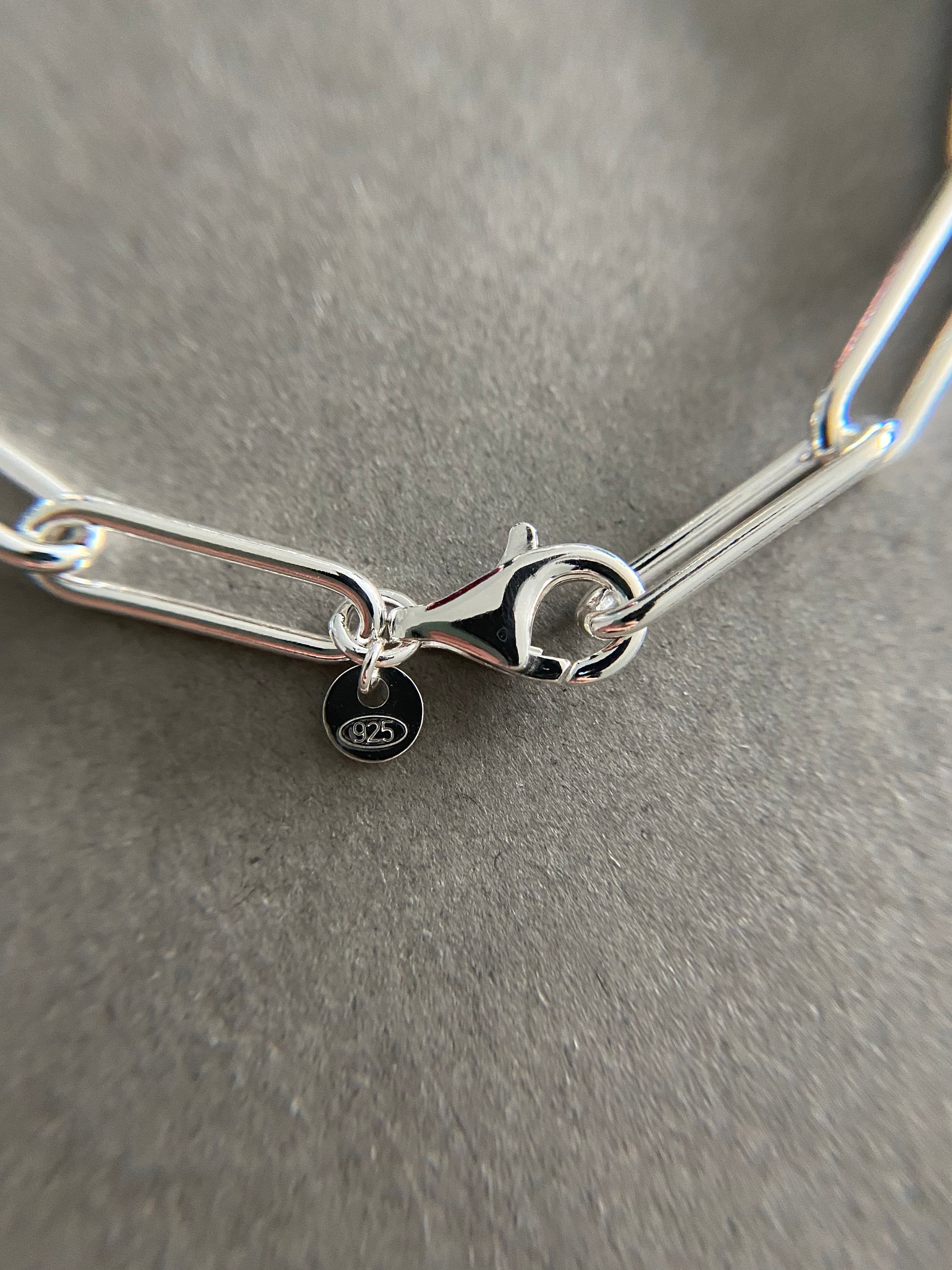 Sterling Silver Thick Chain Link Paper Clip Chain Bracelet - Sterling ...