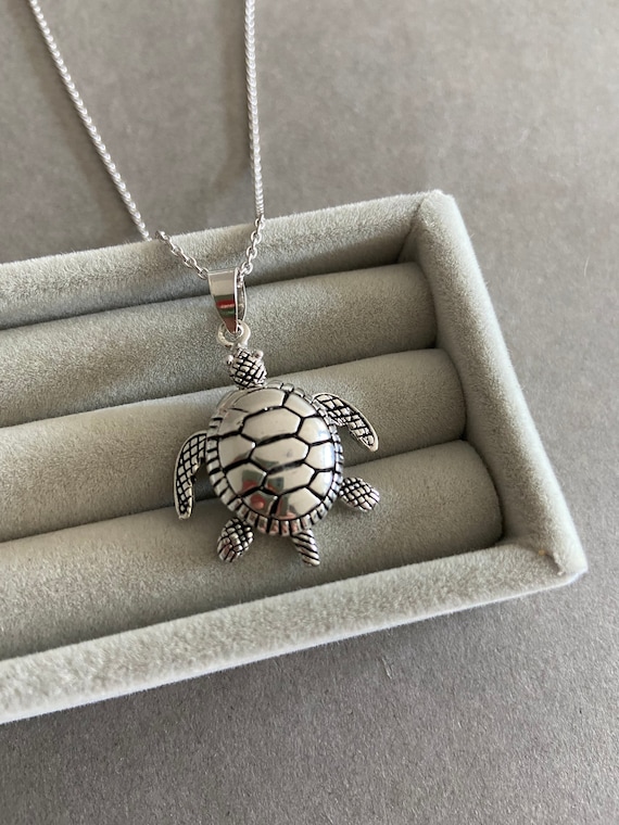Silver Turtle Necklace Sterling Silver | Etsy