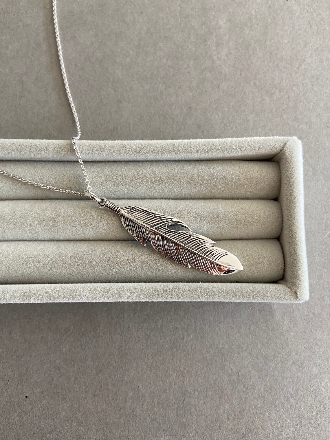 Silver Feather Necklace - Sterling Silver - Etsy