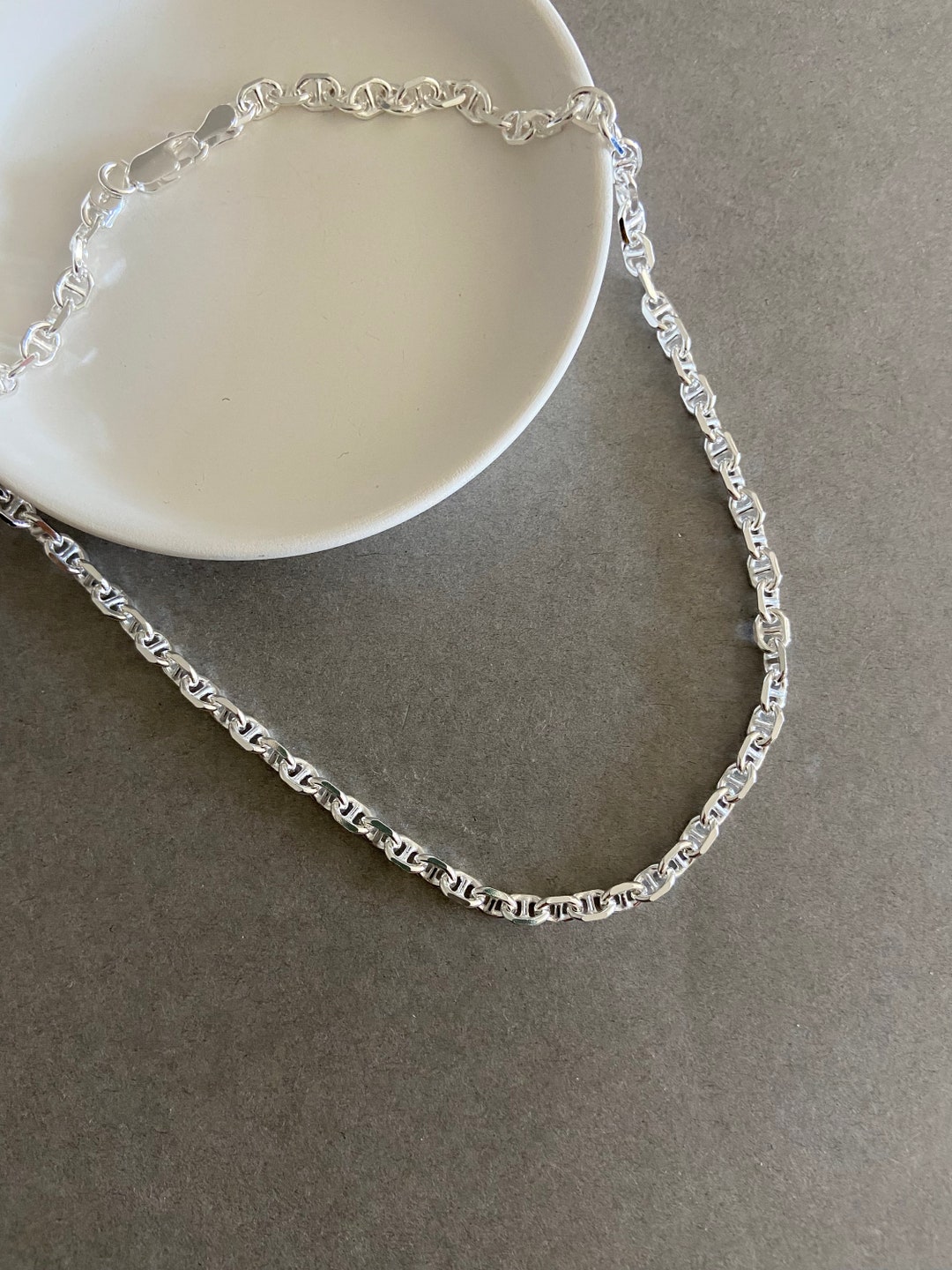 Sterling Silver Anchor Marina Chain Necklace, Silver Link Chain ...