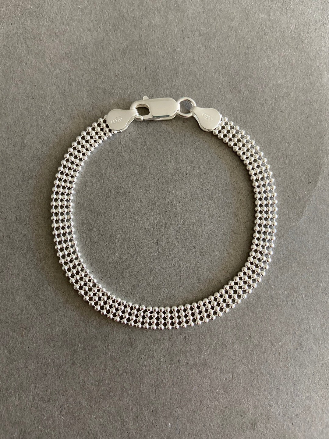 Sterling Silver Bead Chain Bracelet - Sterling Silver - Etsy