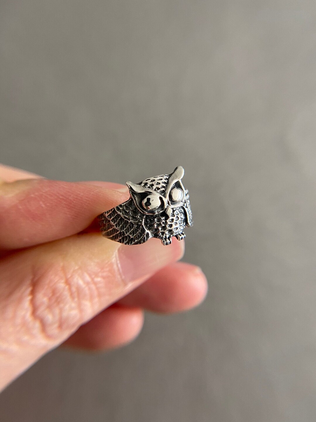 Sterling Silver Owl Ring - Sterling Silver - Etsy