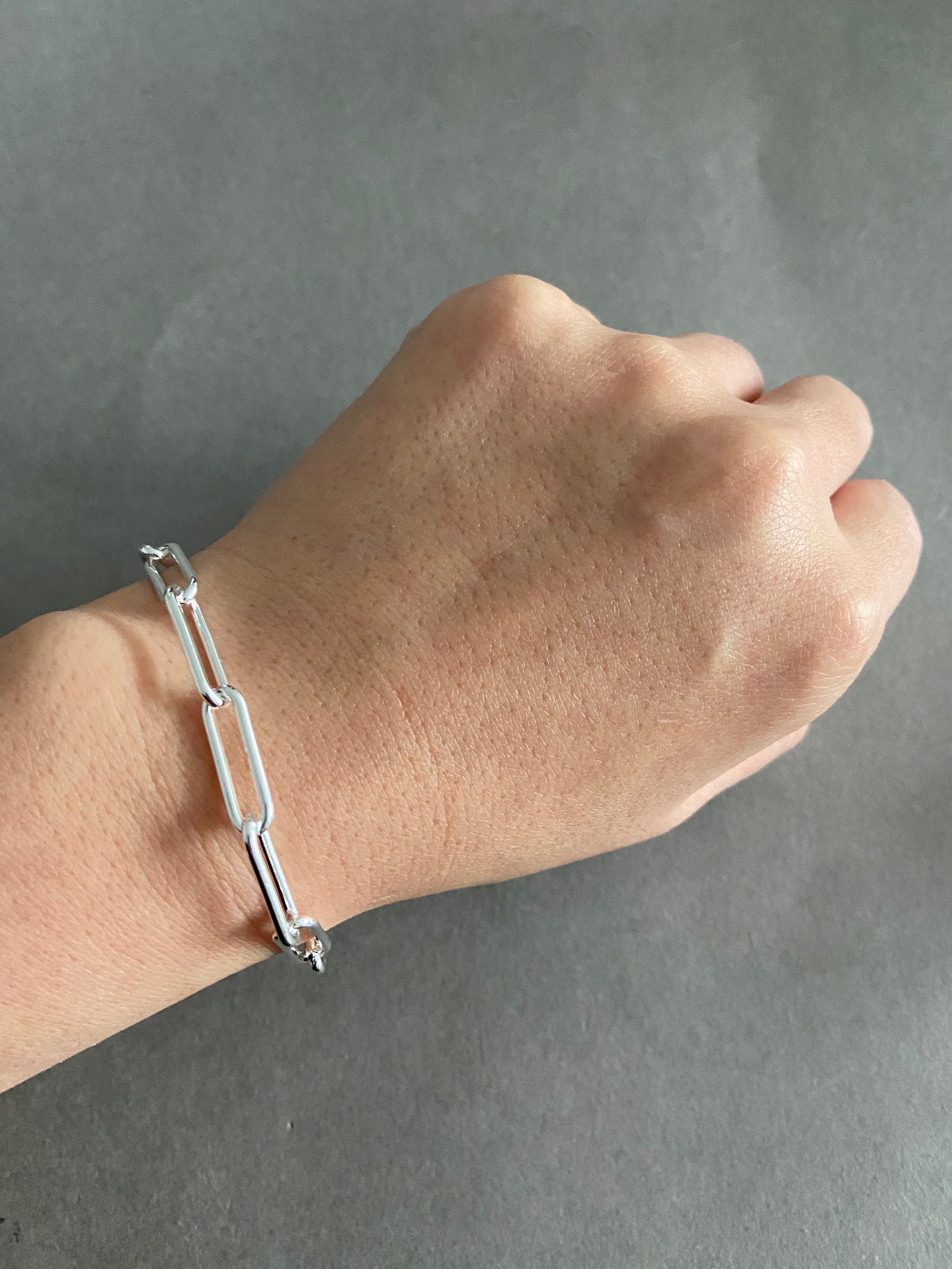Sterling Silver Thick Chain Link Paper Clip Chain Bracelet - Etsy