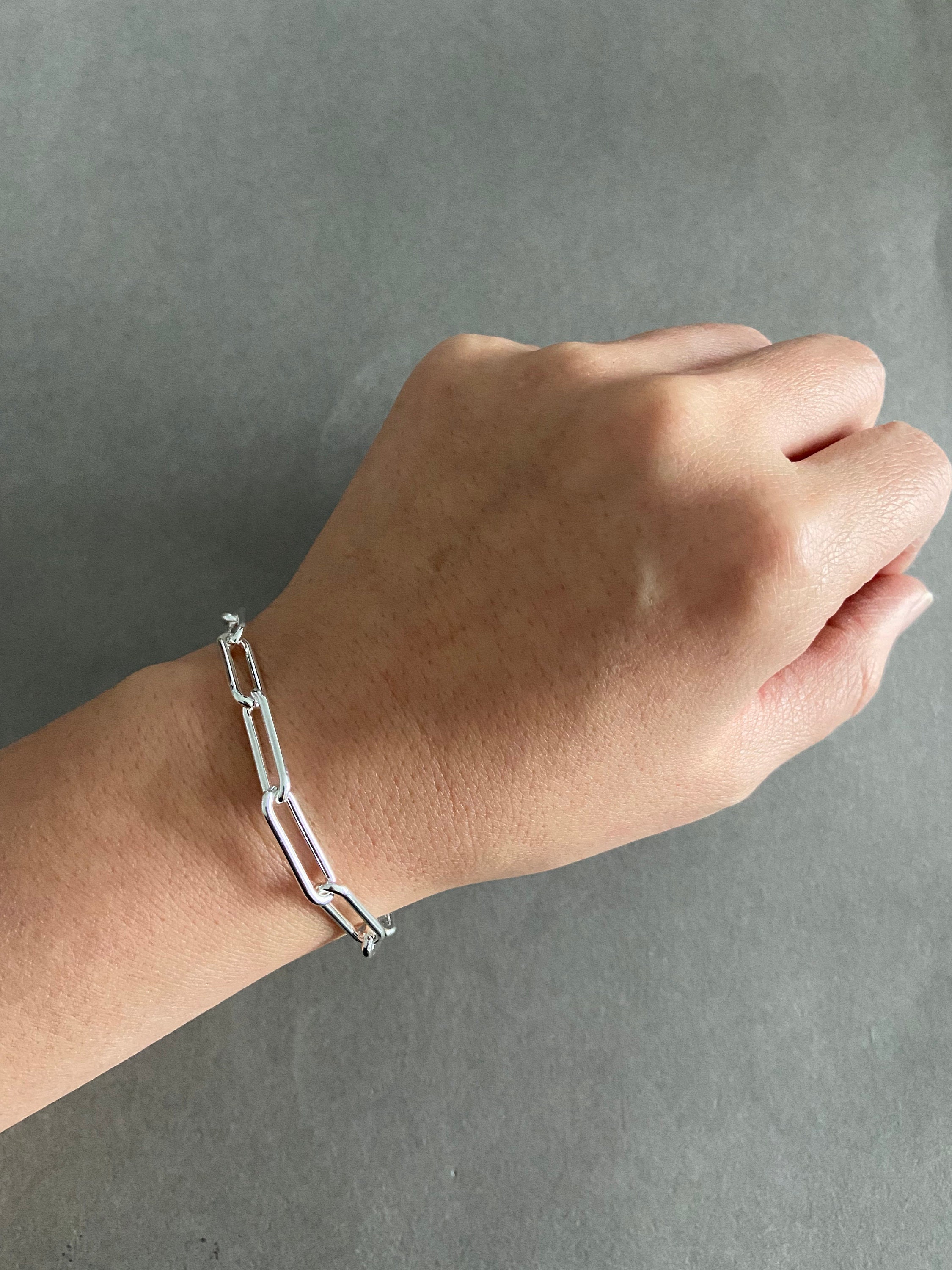 Sterling Silver Thick Chain Link Paper Clip Chain Bracelet - Etsy