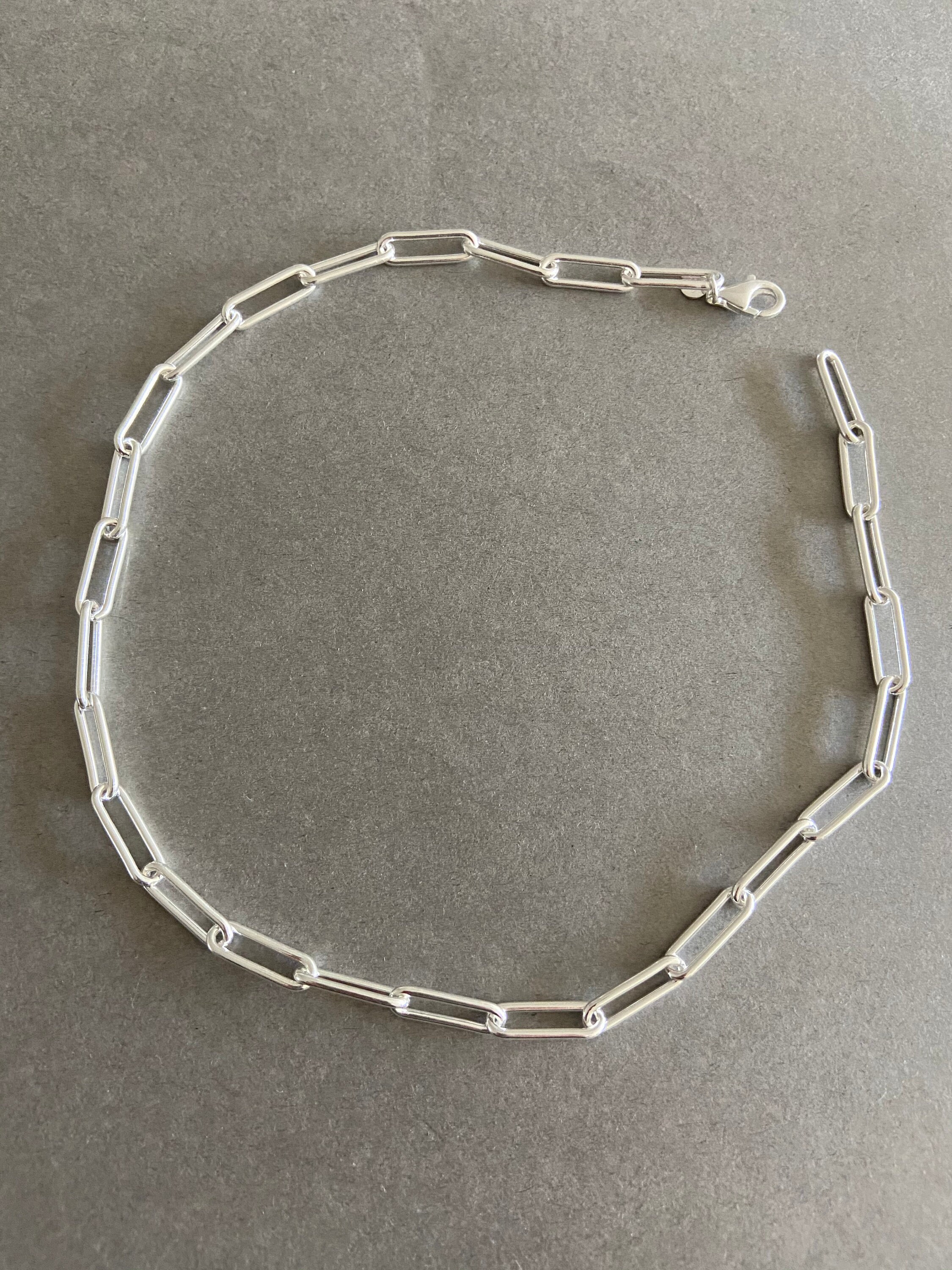 Sterling Silver ROUND Thick Paperclip Chain Necklace Silver | Etsy