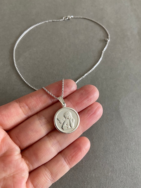 Silver Angel Necklace Sterling Silver - Etsy