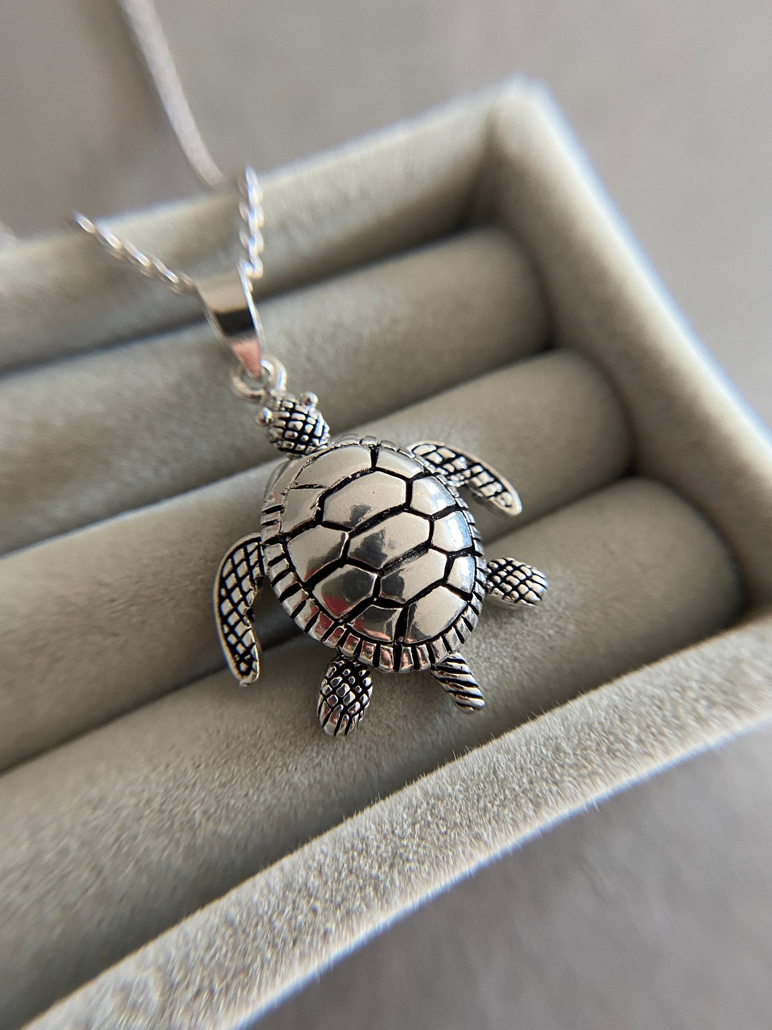 Silver Turtle Necklace Sterling Silver - Etsy