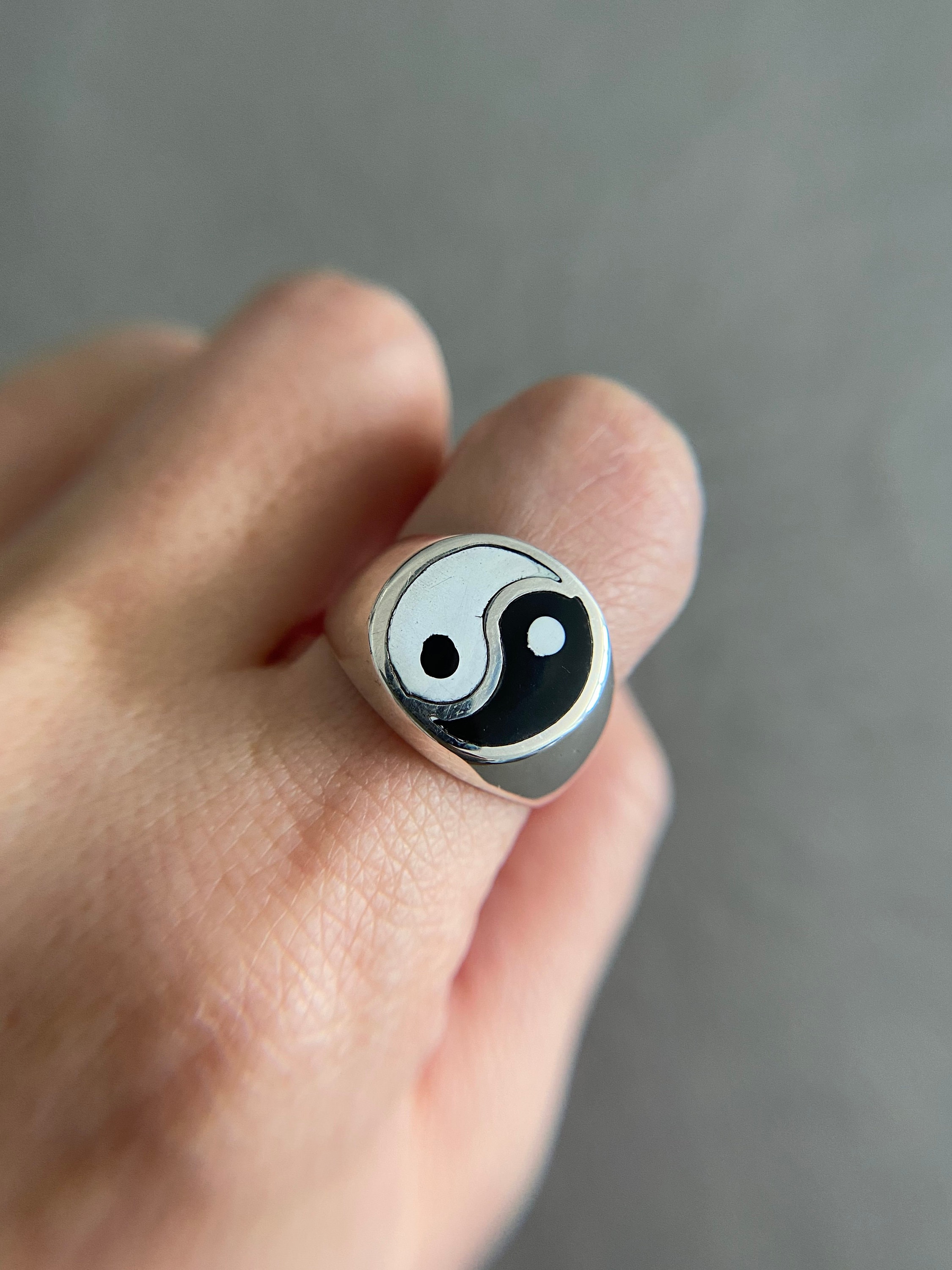 Sterling Silver Big Yin and Yang Rings - Sterling Silver - Etsy