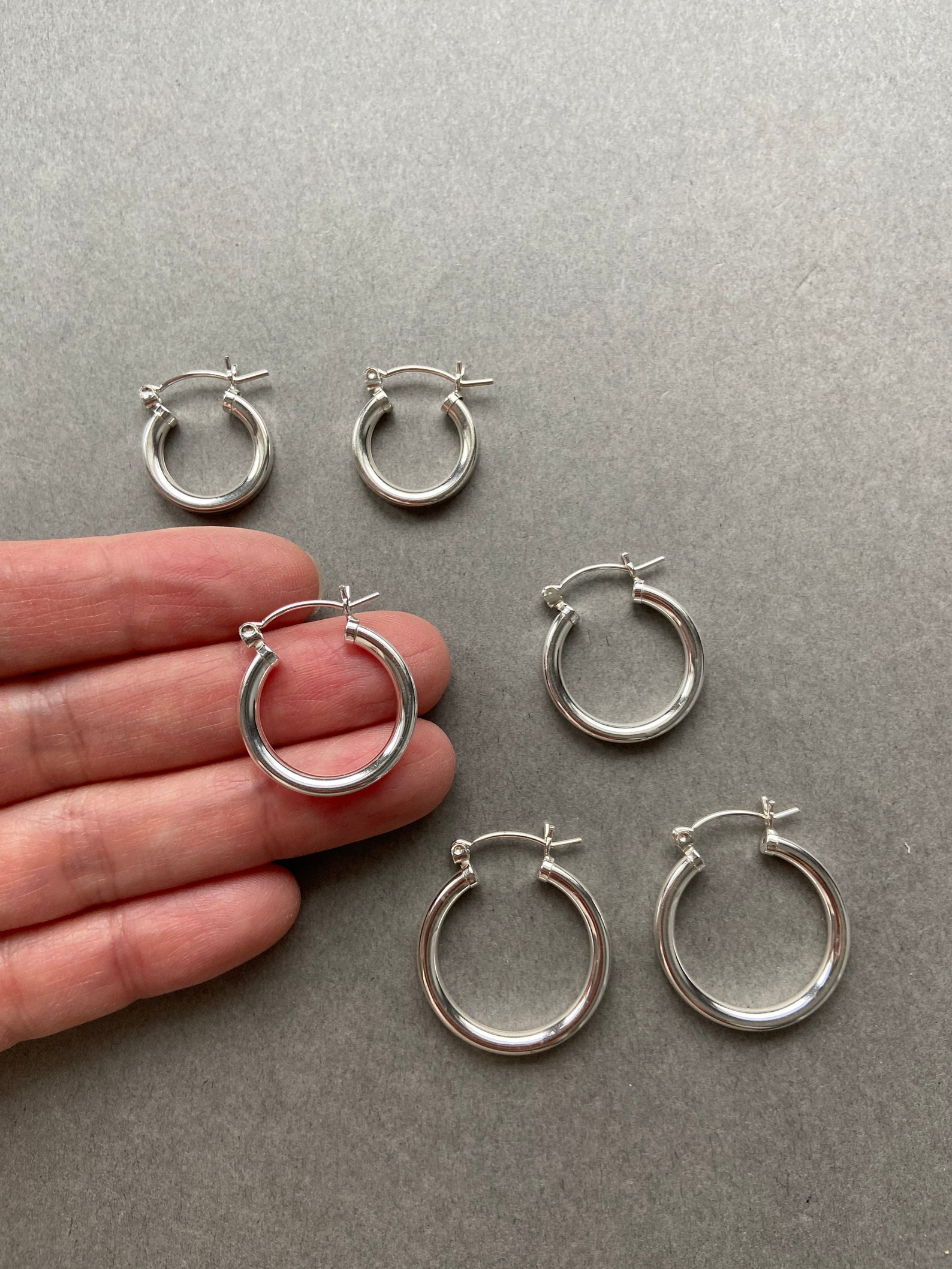 Sterling Silver Buckle Hoops Type G Light Weight Hoop Simple | Etsy