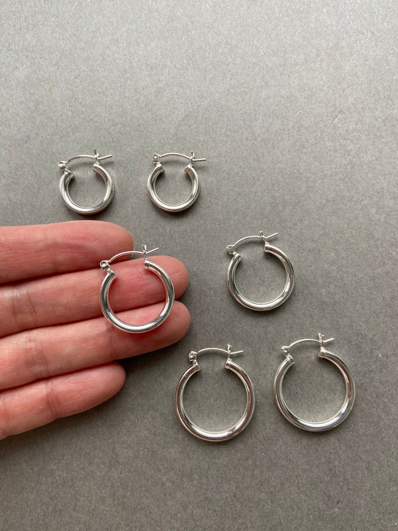 Sterling Silver Buckle Hoops Type G Light Weight Hoop Simple - Etsy