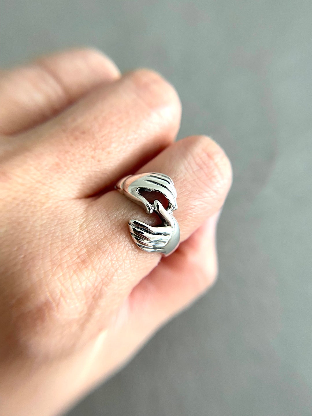 Sterling Silver Two Hands Rings - Sterling Silver - Etsy