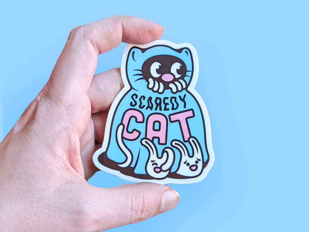 Scaredy Cat Die Cut Vinyl Sticker - Etsy