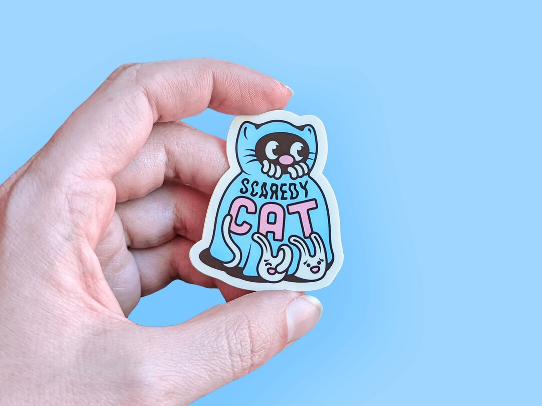 Scaredy Cat Die Cut Vinyl Sticker - Etsy