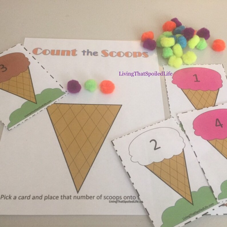 Toddler Preschool Counting and Quantity Practice Ice Cream Scoop ...