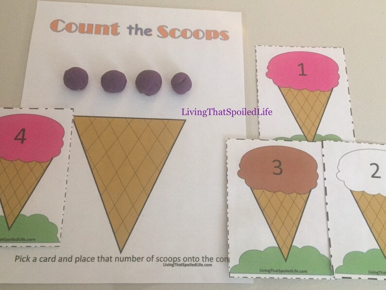 Toddler Preschool Counting and Quantity Practice Ice Cream Scoop ...