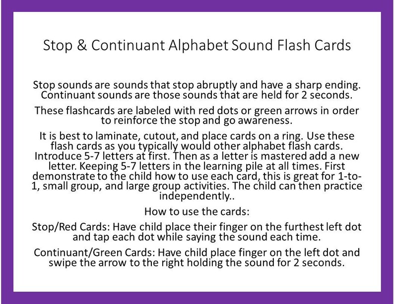 Alphabet Flash Cards Stop & Continuant Sound for Toddlers Preschoolers ...