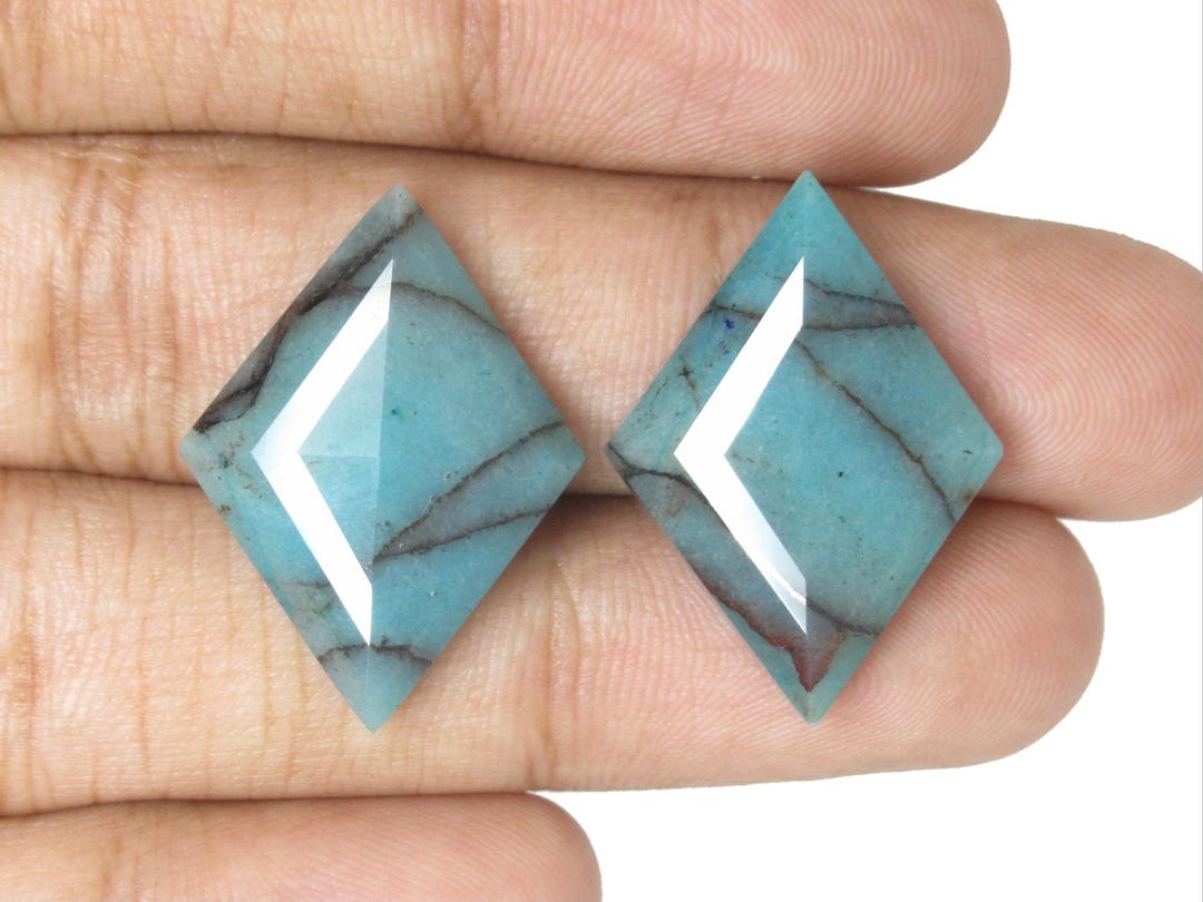 Natural Chrysocolla Gemstones, Rhombus Shape Cabochon Faceted Cut ...