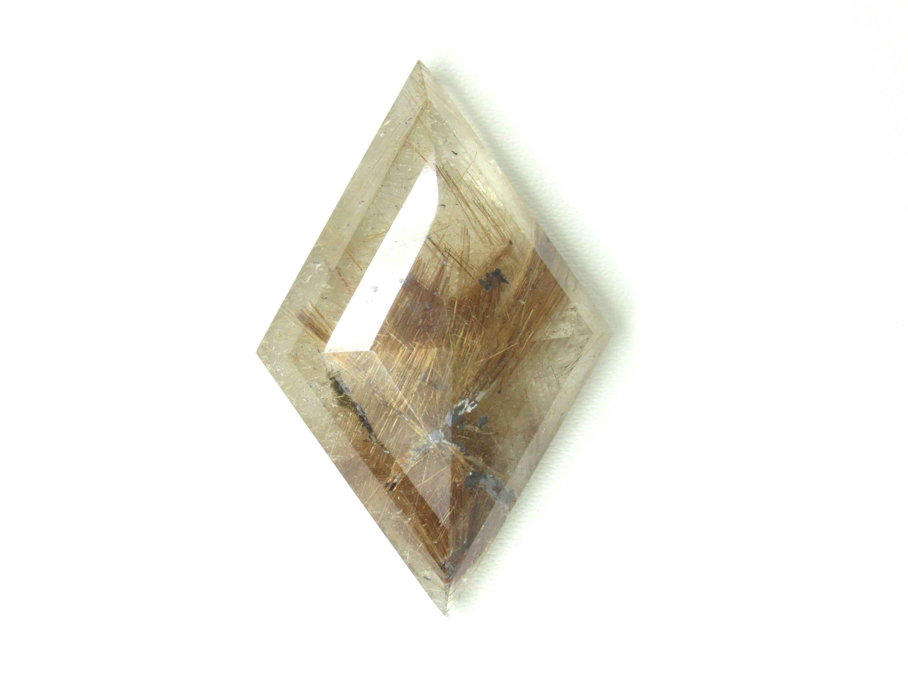 Natural Rutilated Quartz Gemstones, Rhombus Shape Cabochon Faceted Cut ...