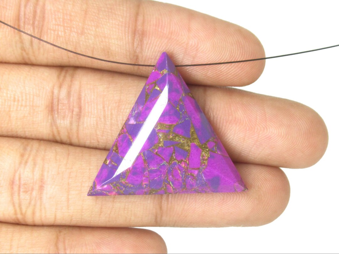 Purple Copper Turquoise Gemstones, Triangle Shape Cabochon Faceted Cut ...
