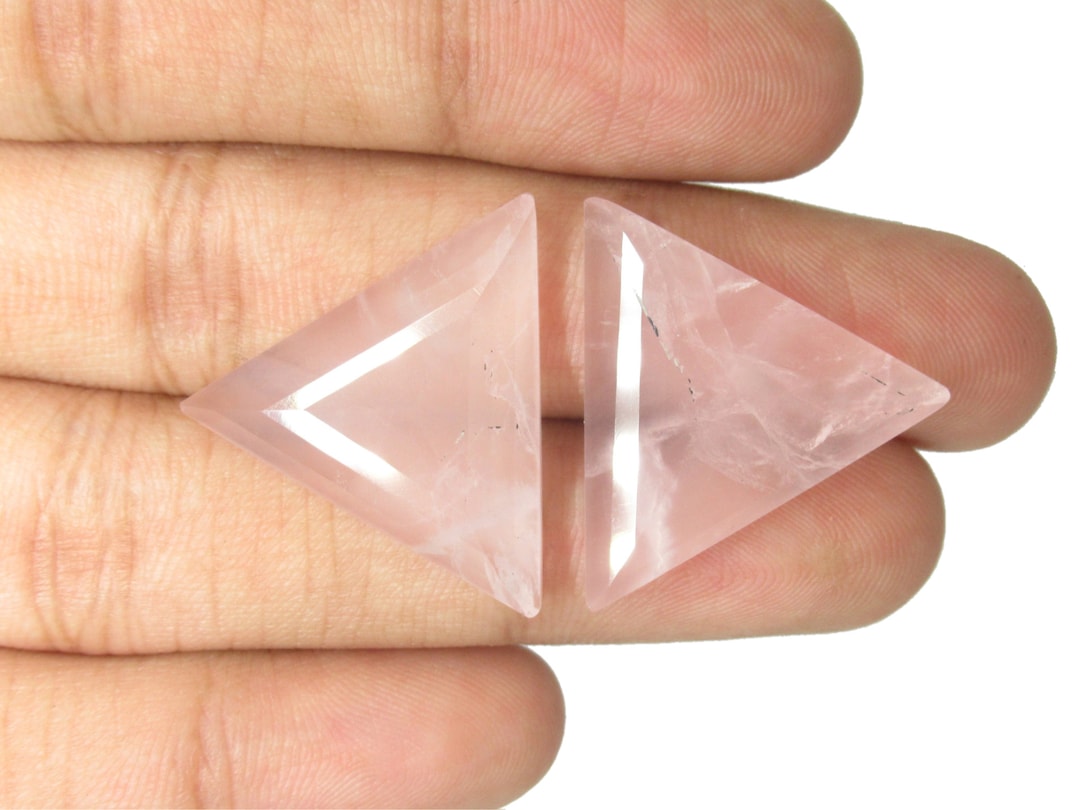 Genuine Rose Quartz Gemstones, Triangle Shape Cabochon Gemstones ...