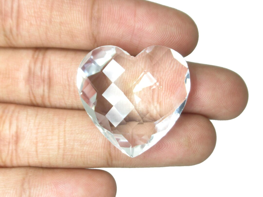 Heart Shape Gems, Natural Crystal Quartz Gemstones, Faceted Checker Cut ...