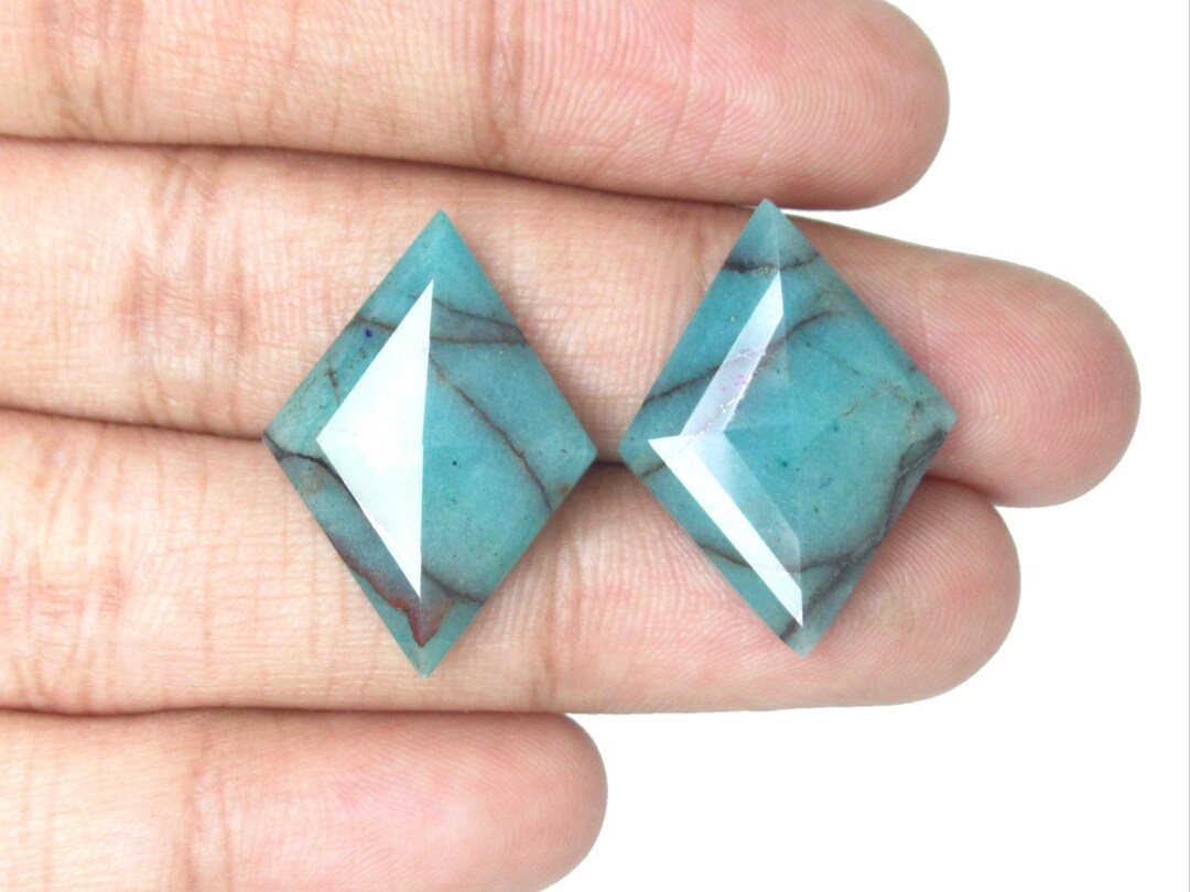 Natural Chrysocolla Gemstones, Rhombus Shape Gemstones, Faceted Cut ...