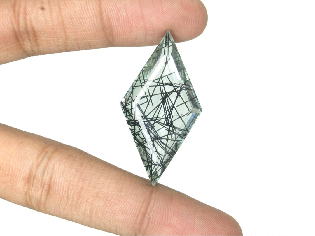 Black Rutilated Quartz Gemstones, Rhombus Shape Faceted Cut Black ...