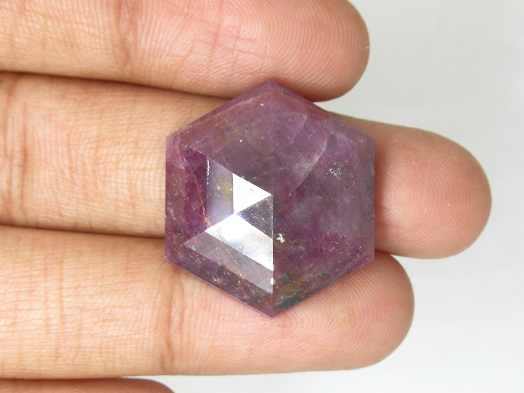 Natural Ruby Gemstones, Hexagon Shape Gemstones, Cabochon Faceted Cut ...