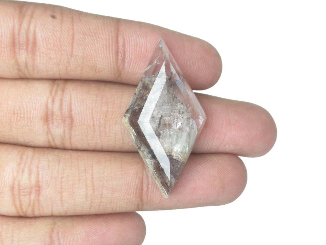 Natural Ghost Phantom Quartz Gemstones, Rhombus Shape Cabochon Faceted ...