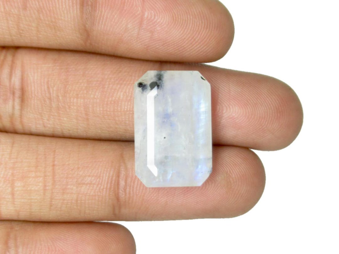 Emerald Cut Natural Moonstone Gemstone, Blue Flash Colour, Faceted ...