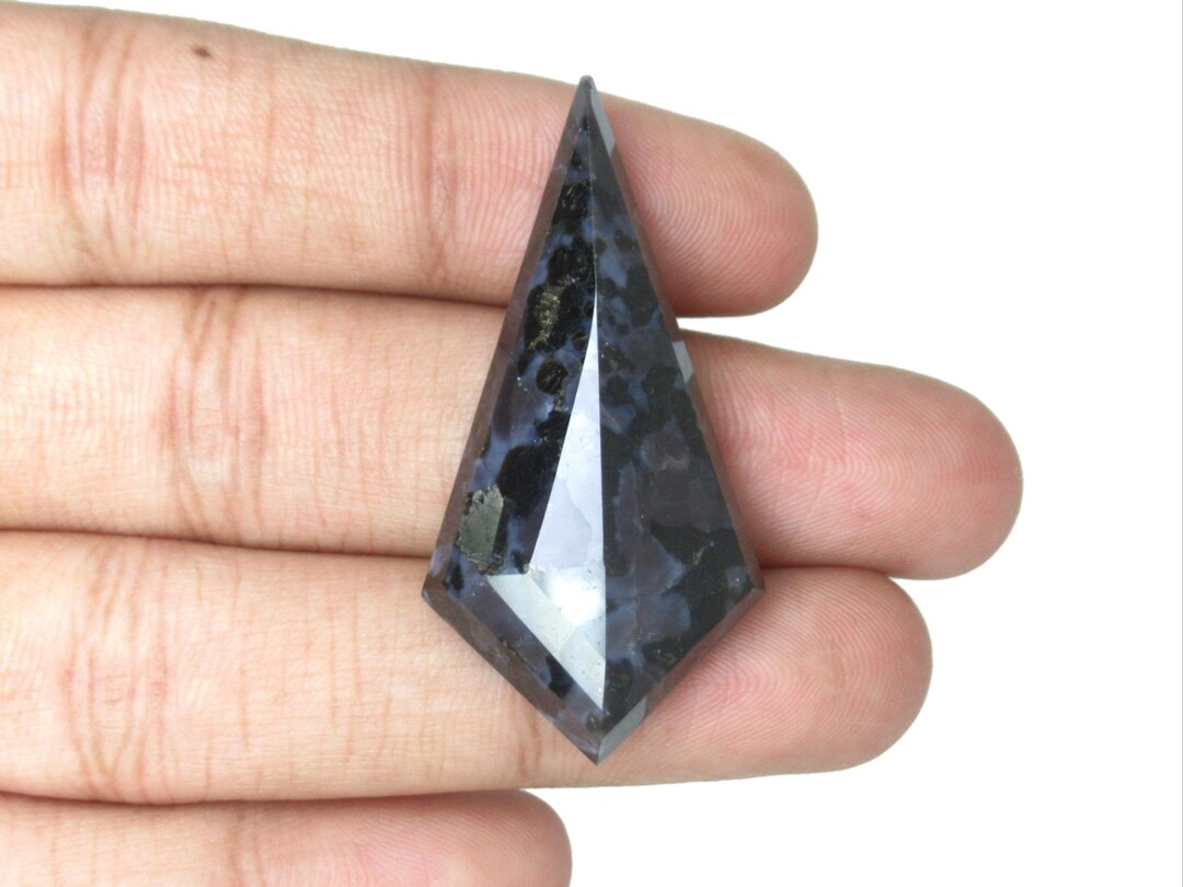 Natural Indigo Gabbro Gemstones, Kite Shape Cabochon Faceted Cut ...