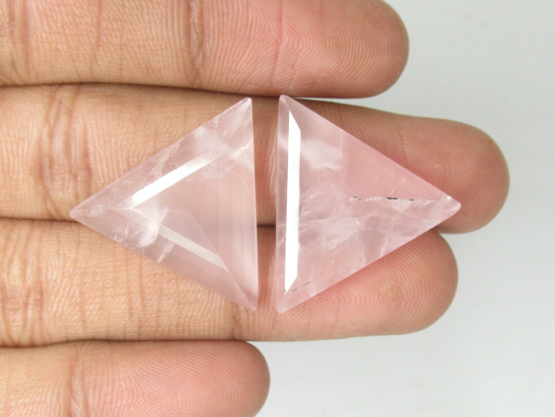 Natural Rose Quartz Gemstones, Triangle Shape Cabochon Gemstones ...