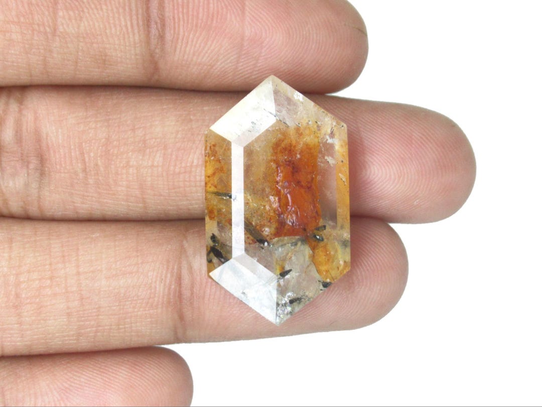 Natural Phantom Quartz Gemstones, Hexagon Shape Faceted Cut Gemstones ...