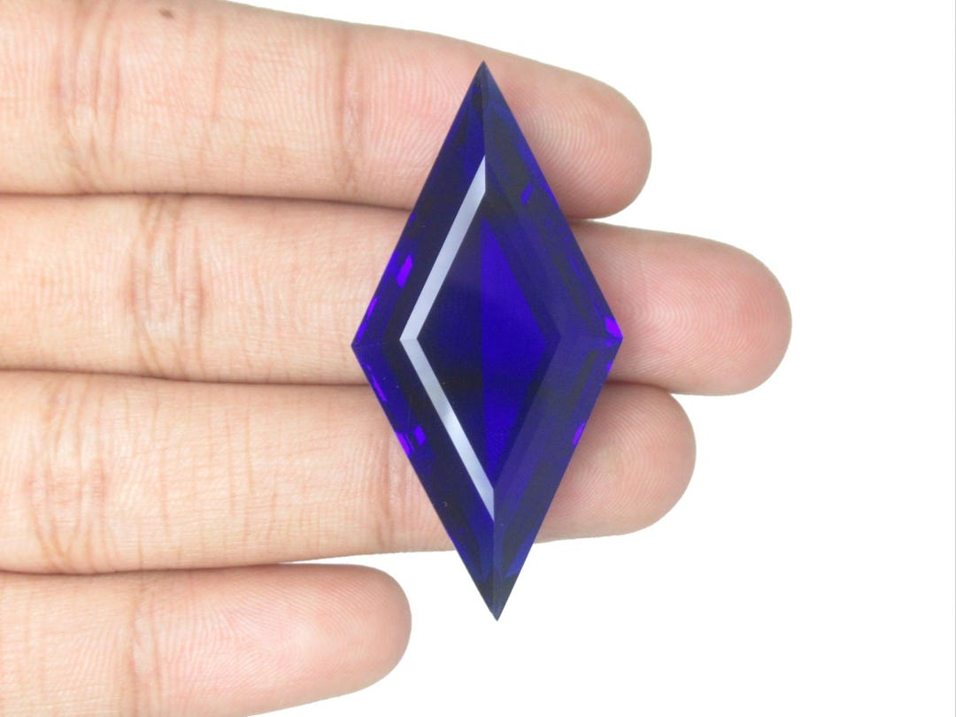 Rhombus Shape Gemstones, Faceted Cut Gemstones, Blue Synthetic Sapphire ...