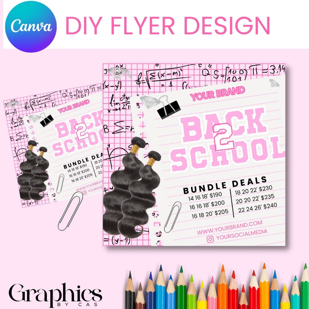 Back to School Flyer, Diy Social Media Flyer, Canva Template, Diy Back ...