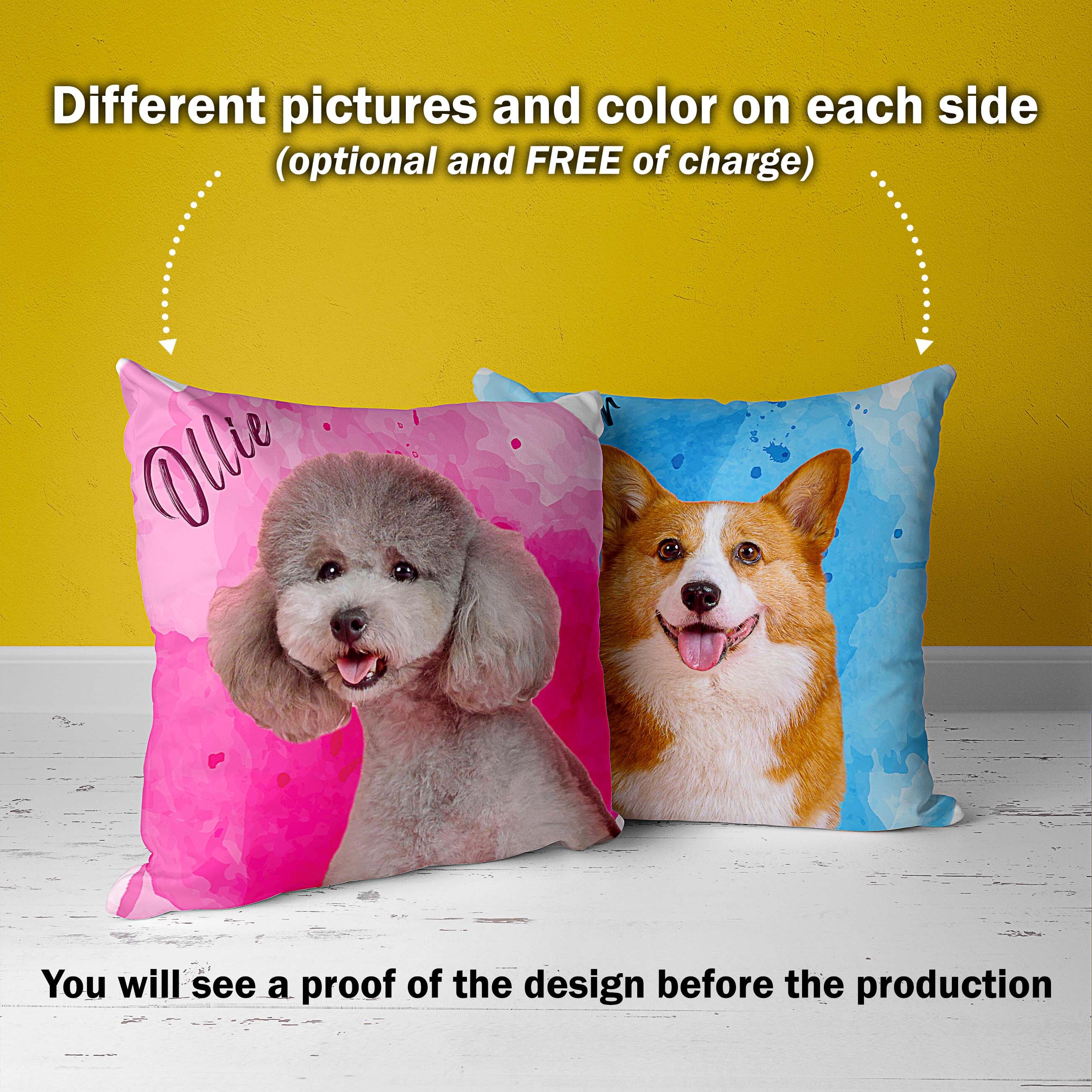 Custom Pet Pillow With Photo of Your Pet on Custom Watercolor - Etsy