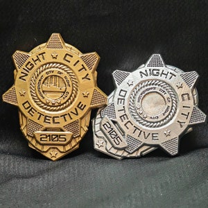 NCPD Maxtac Police Detective Badge Replicas From the Cyberpunk 2077 ...