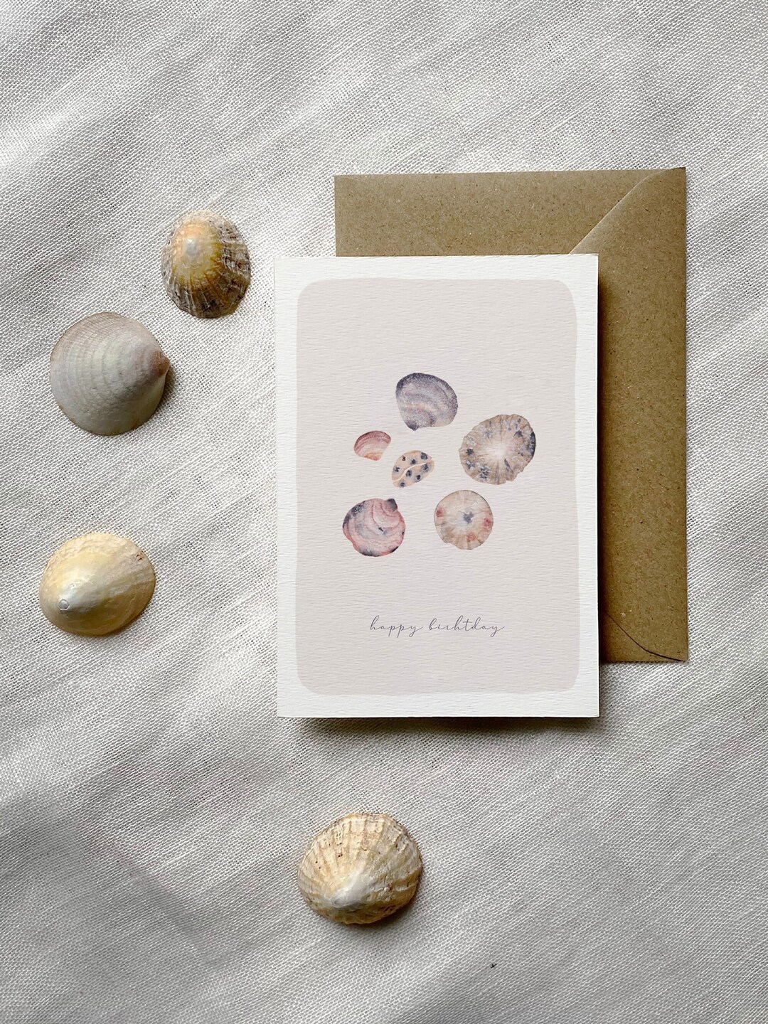 Watercolor Seashell Birthday Card - Etsy