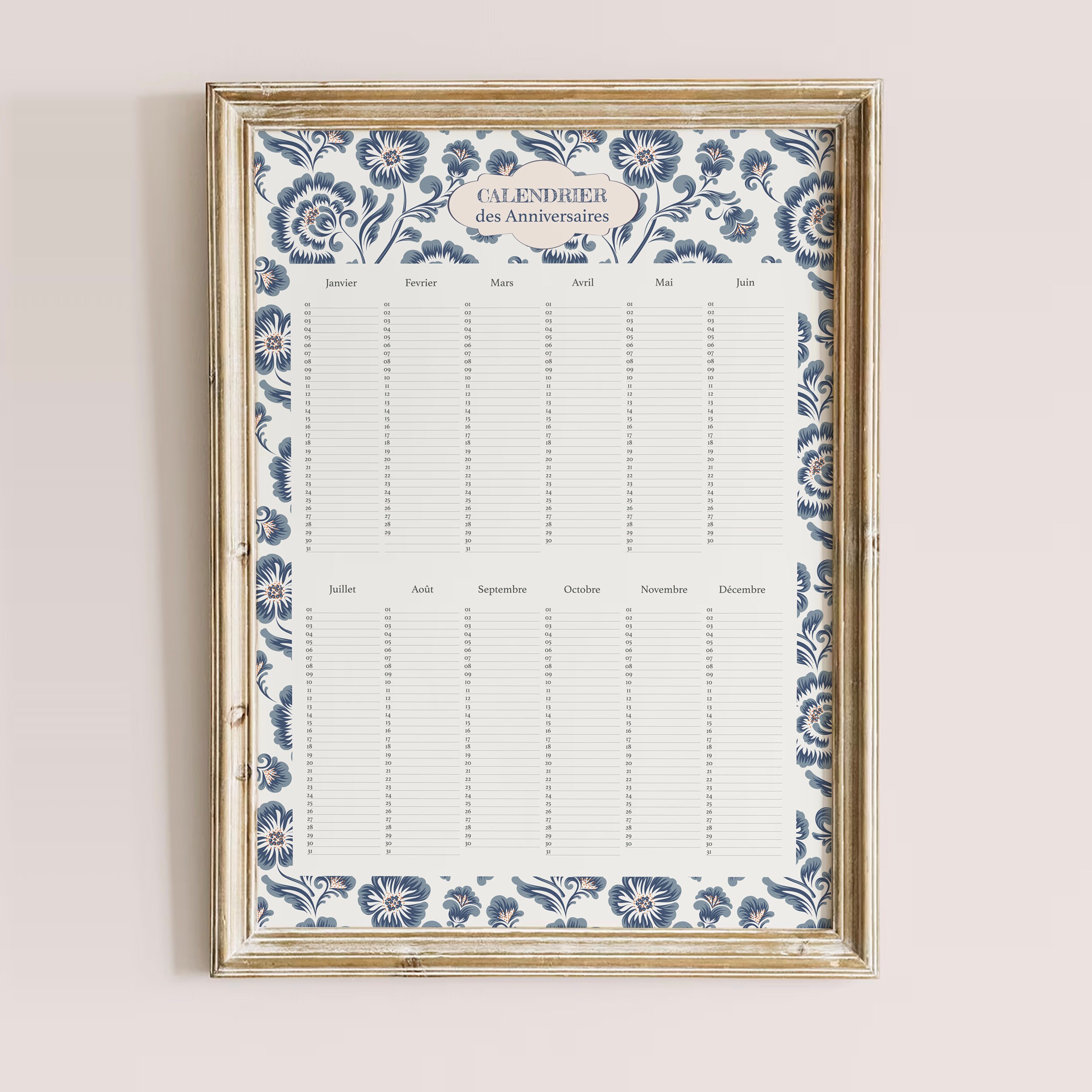 Perpetual Birthday Calendar, Birthday Calendar Poster, Wall Decoration ...