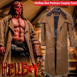 Ron Perlman Hellboy Cosplay Costume Cotton Long Coat Demon Comic Book ...