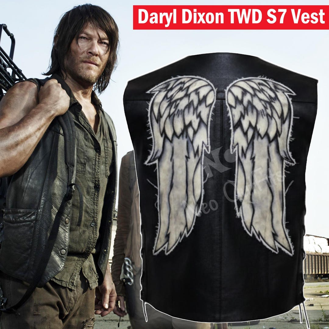 Daryl Dixon Angel Wings Leather Vest – Hand-painted Cosplay - Etsy
