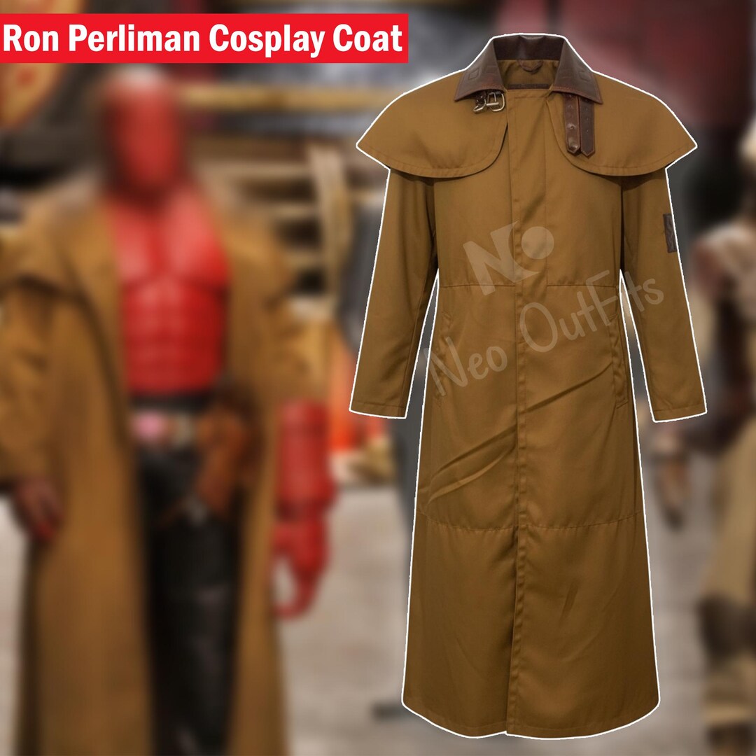 Ron Perlman Hellboy's Trench Coat Demon Hunter Gothic Long Coat Cotton ...