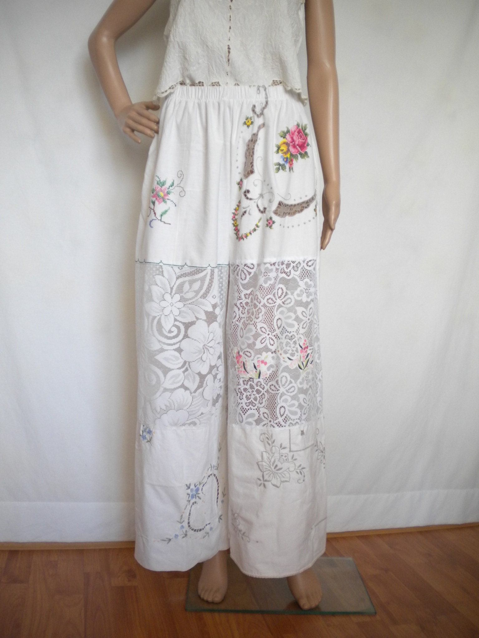 Wide Leg Boho Bloomers Pants Cottage Core Mori Kei Girl Shabby Chic ...