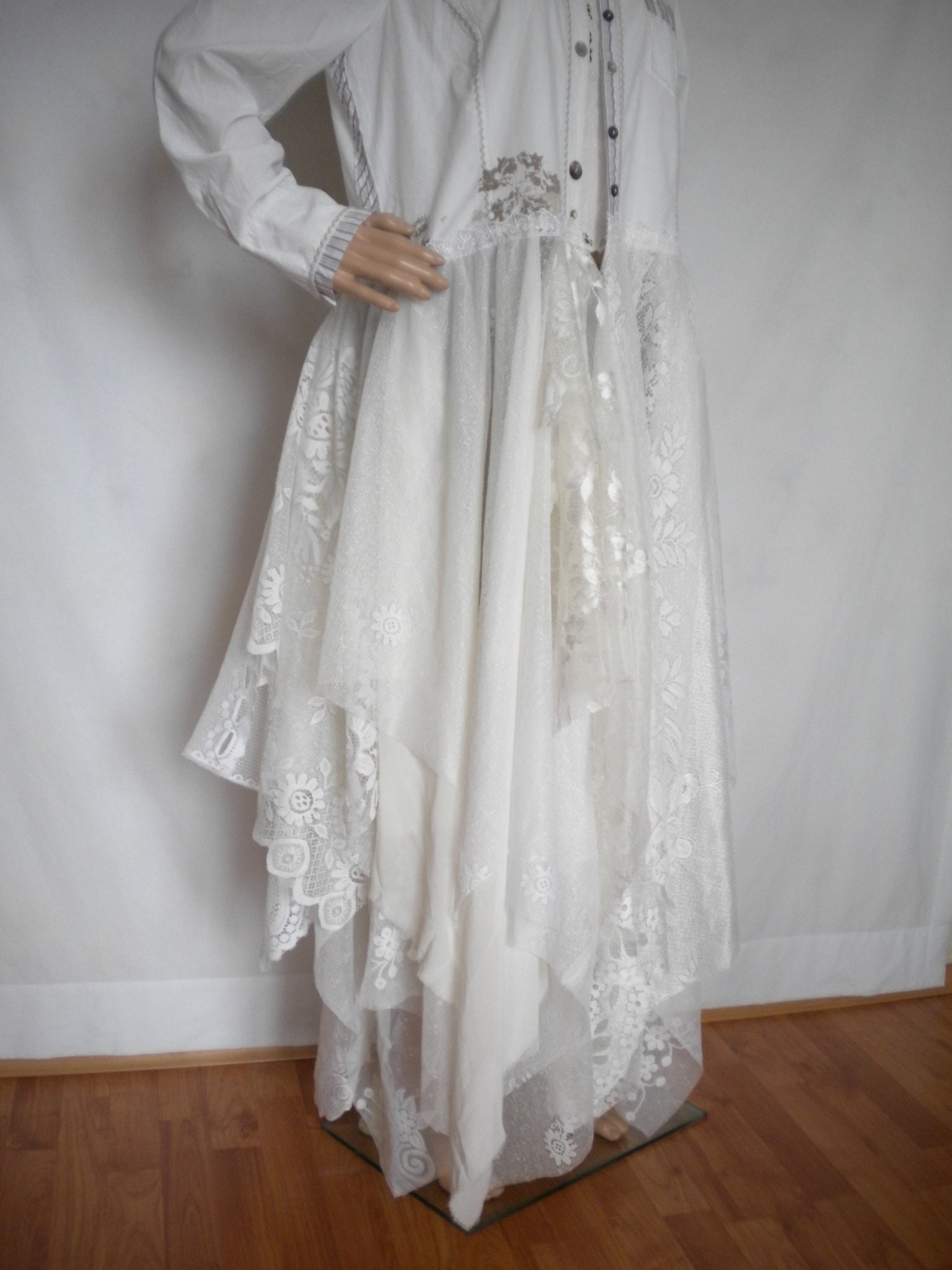 Bohemian Shabby Chic Tattered Dress Coat, Long Hippie Gypsy Festival ...