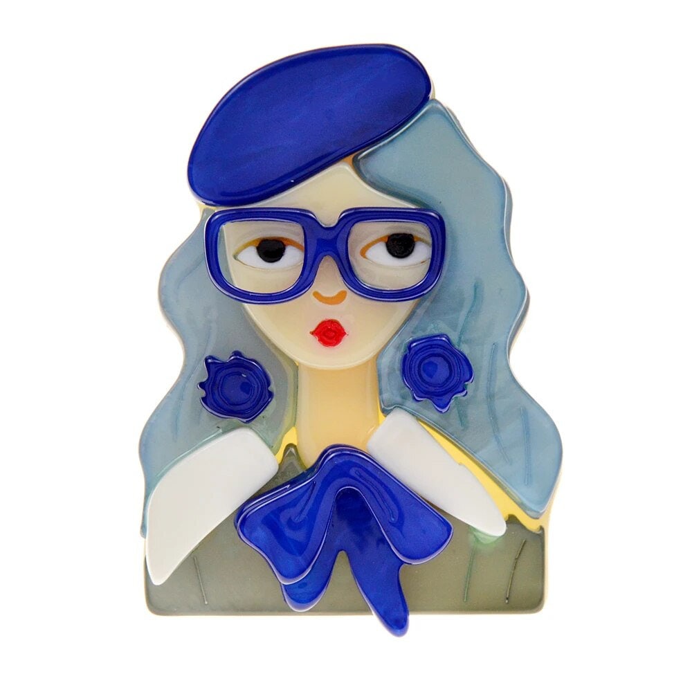 Beautiful Cute Girl Brooch for Women Acrylic Figure Pin - Etsy