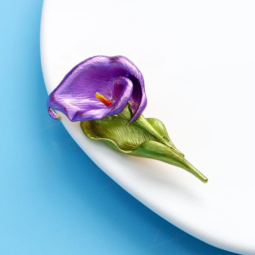 Enamel Calla Lily Flower Brooch for Women Summer Fashion Beautiful Pin ...