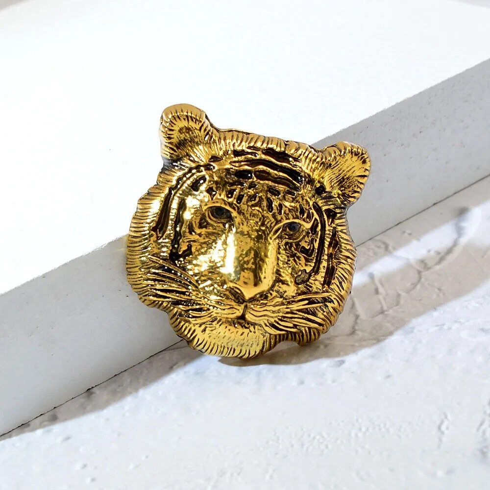 Vintage Metal Tiger Face Head Brooch Pins - Etsy